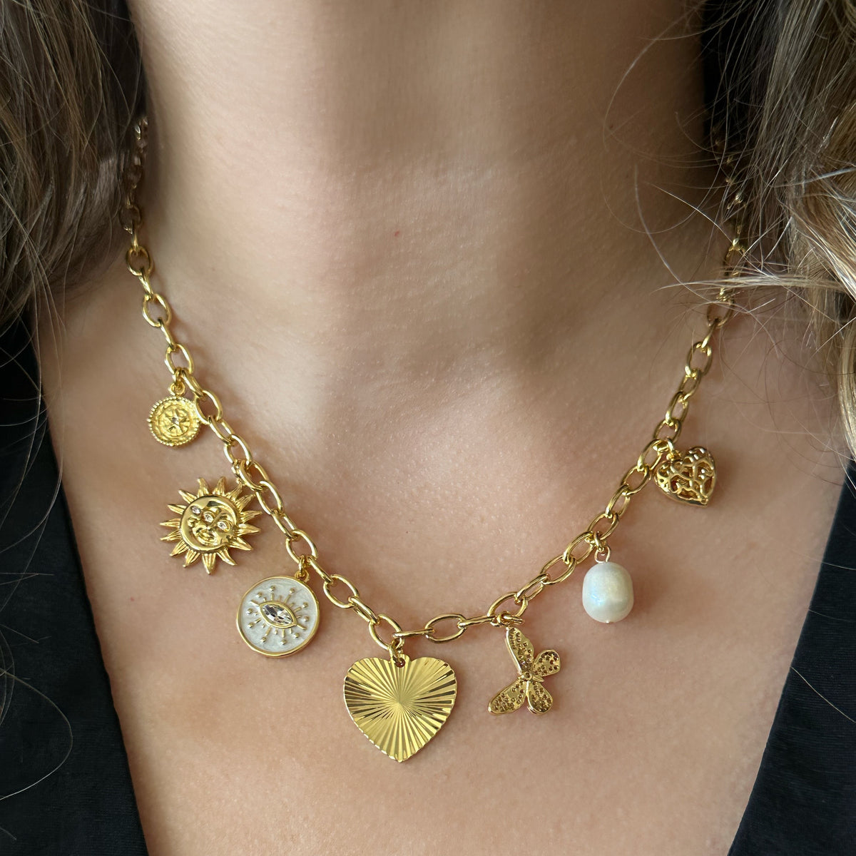 Multi Charm Chain Necklace – Rivka Friedman Jewelry