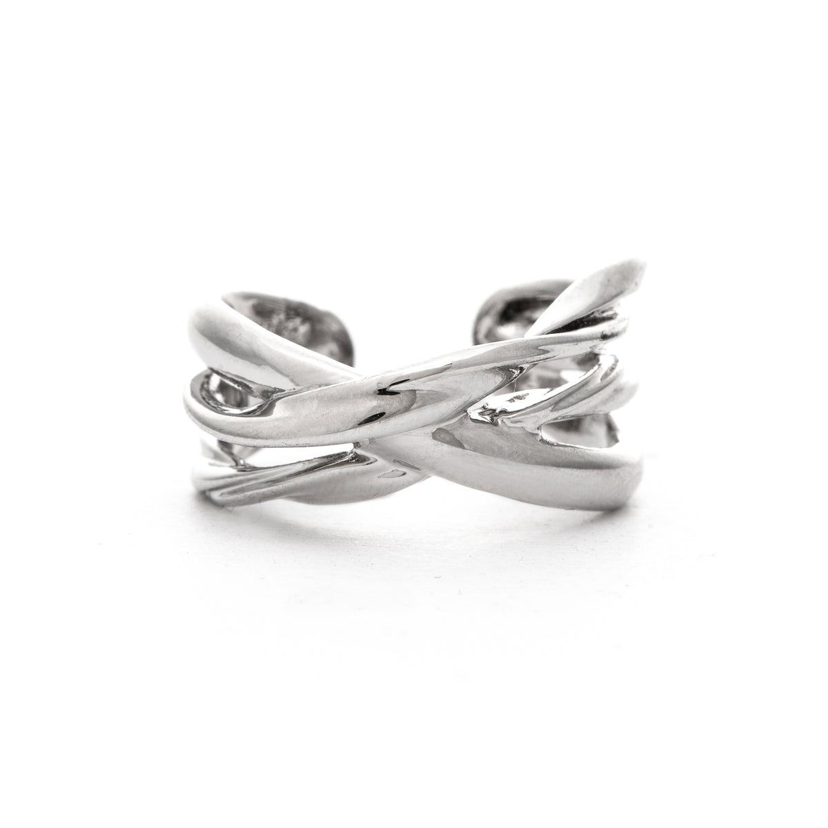 Rhodium Crossover Band Ring - Closeout – Rivka Friedman Jewelry